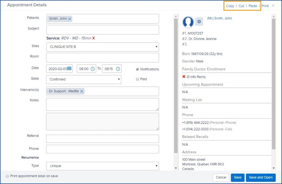 Moving an Appointment in the Calendar
