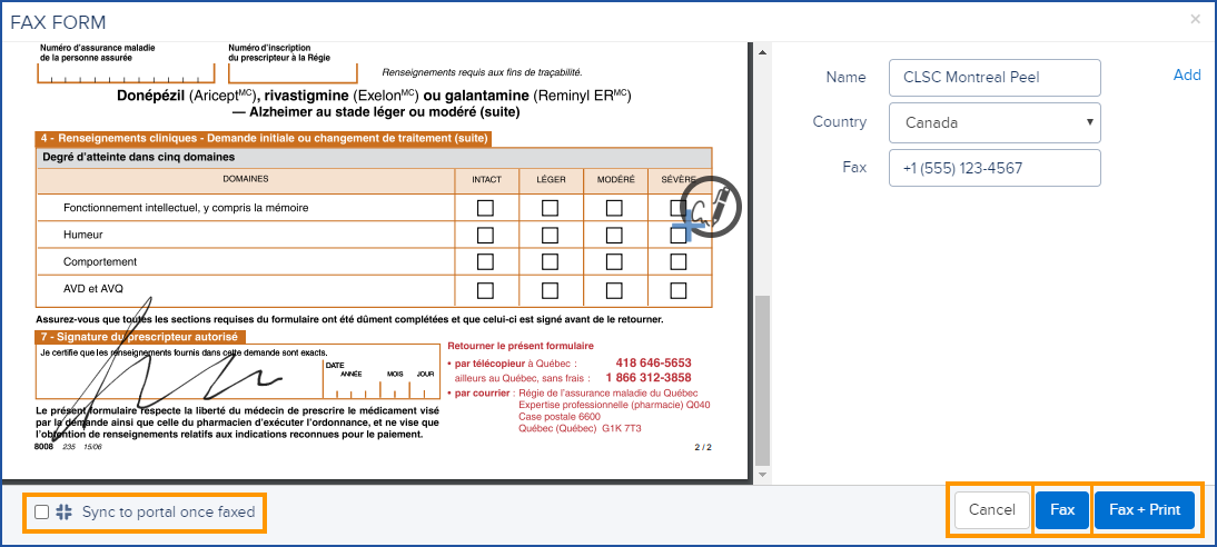Faxing a PDF Form From a Clinical Note