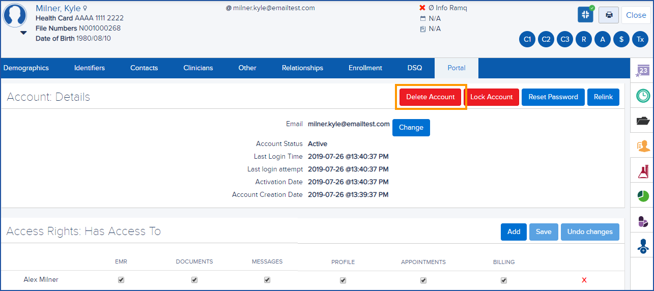 Deleting a Portal Account