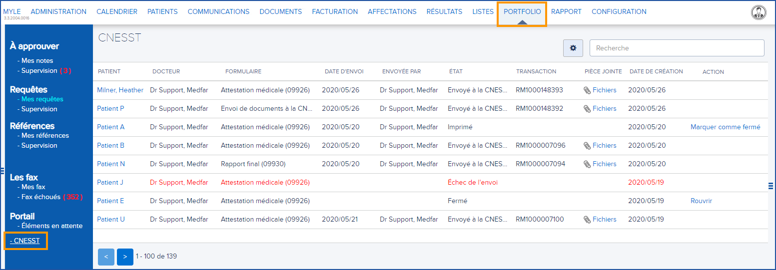 Gérer un fomulaire CNESST à partir de l'onglet Portfolio