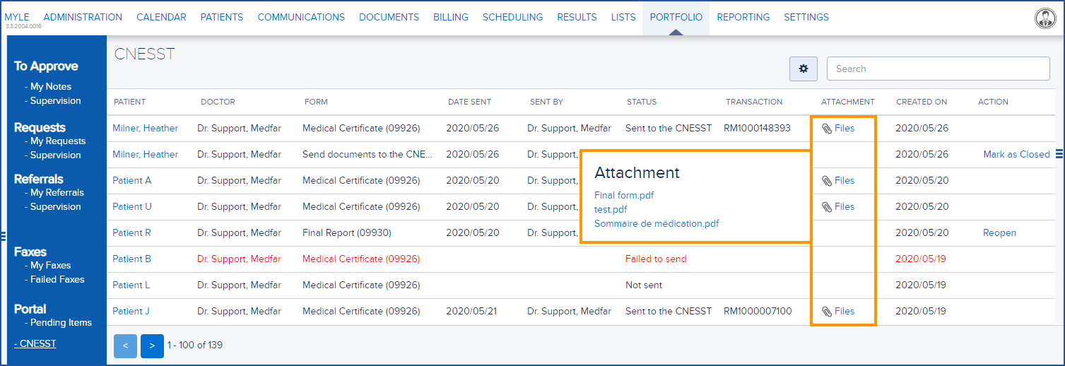 Managing a CNESST Form From the Portfolio Tab