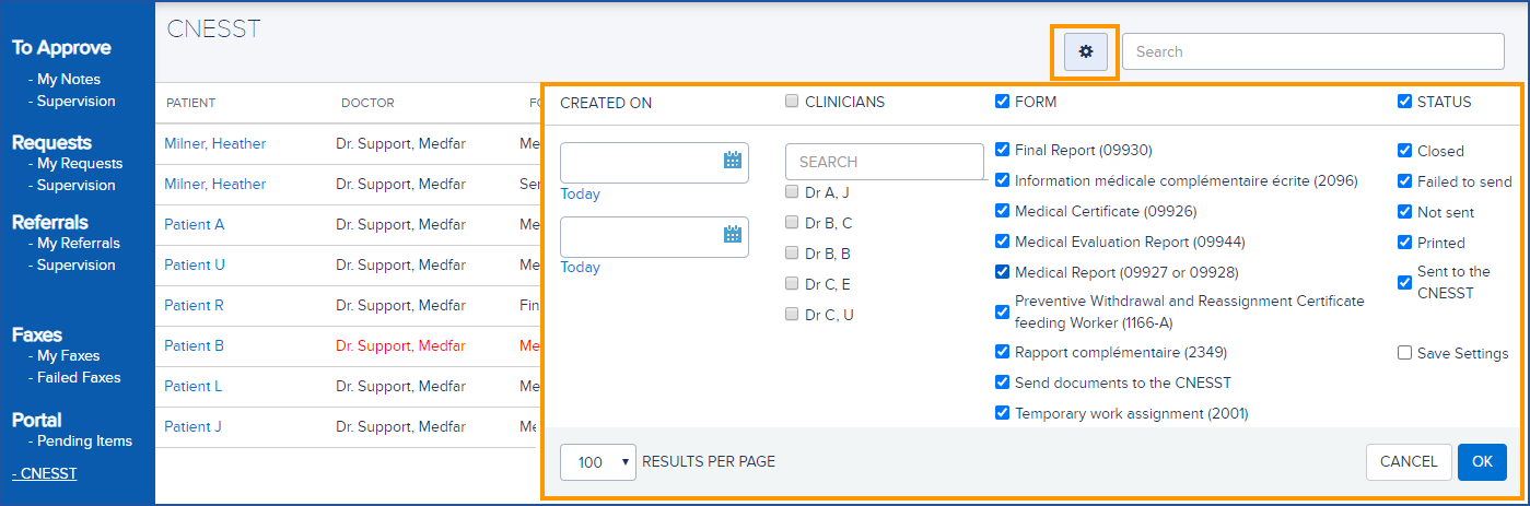 Managing a CNESST Form From the Portfolio Tab