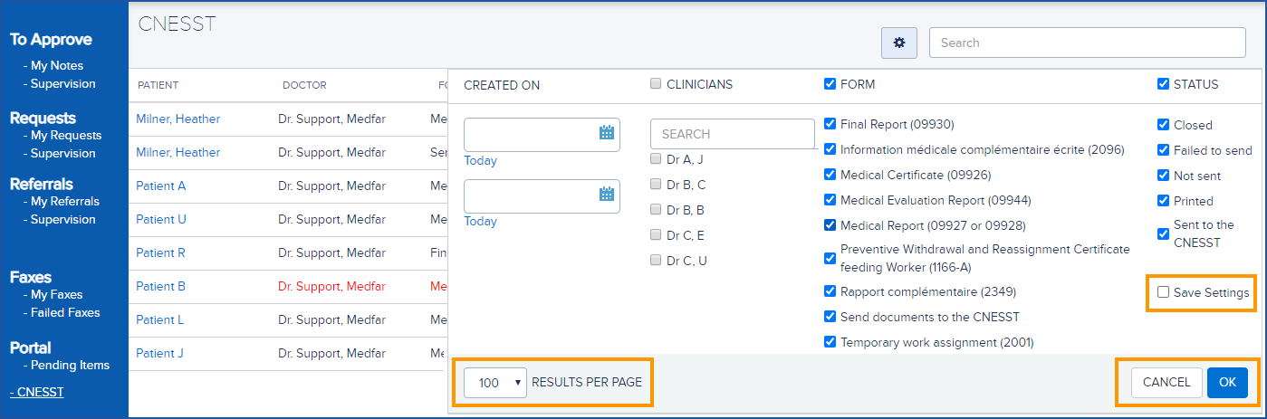 Managing a CNESST Form From the Portfolio Tab