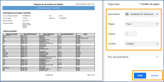 Final | Managing the Quebec Vaccination Registry window