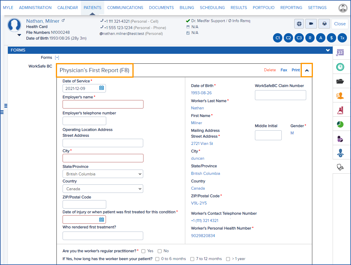Adding a WSBC Form to a MYLE Clinical Note