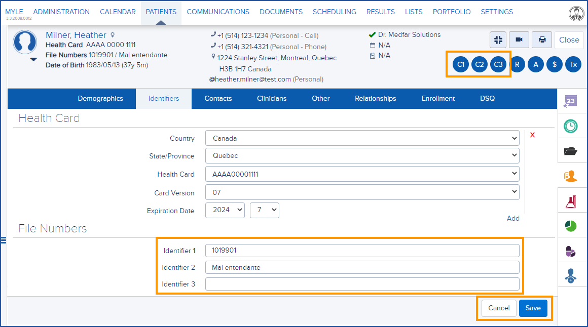 Updating the Patient Profile Identifiers Tab