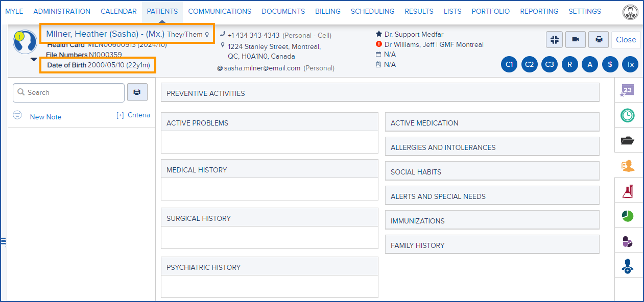 Updating the Patient Profile Demographics Tab