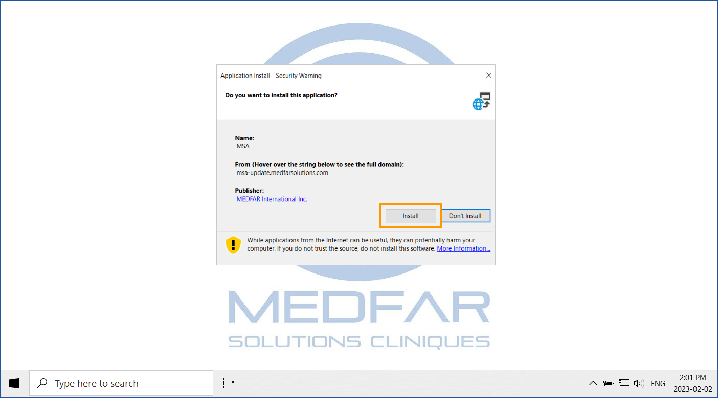 Installing the MSA Program on a Workstation to Access the DSQ