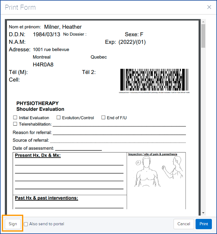 Printing a PDF Form From a Clinical Note